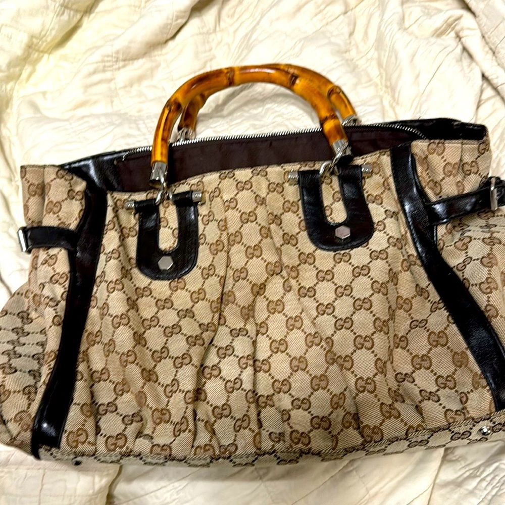 Vintage Gucci Large Hobo Rattan Handles - Gem